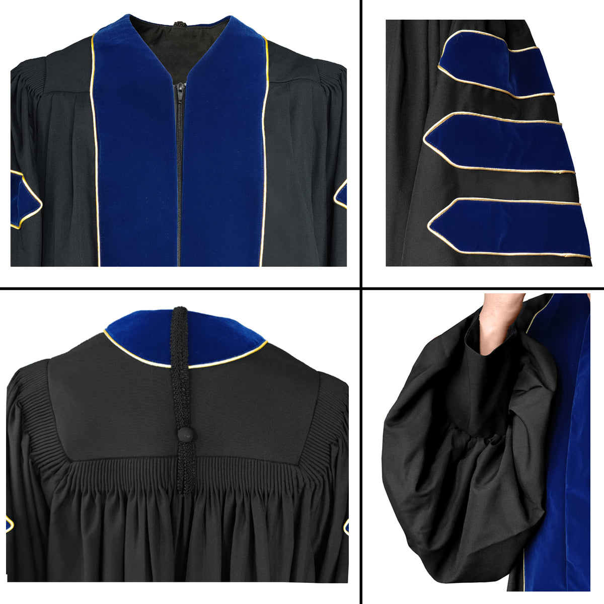 Deluxe Doctoral Graduation Gown / Ph.D. Gown & Regalia for Professor ...