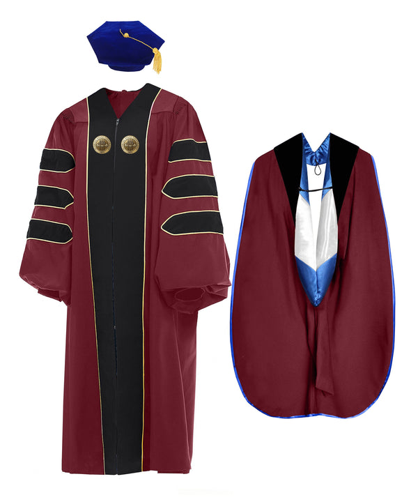Custom Deluxe Doctoral Gown, Tam and Hood Package - CA Graduation