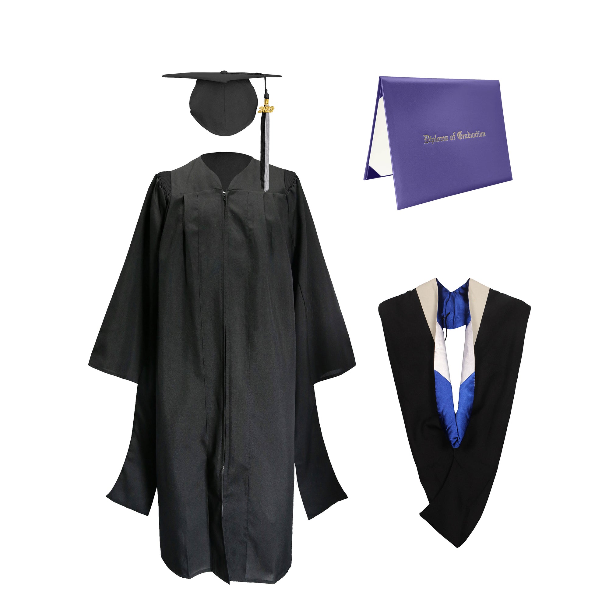Deluxe Master Graduation Gown and Cap with Colourful Tassel, Hood ...
