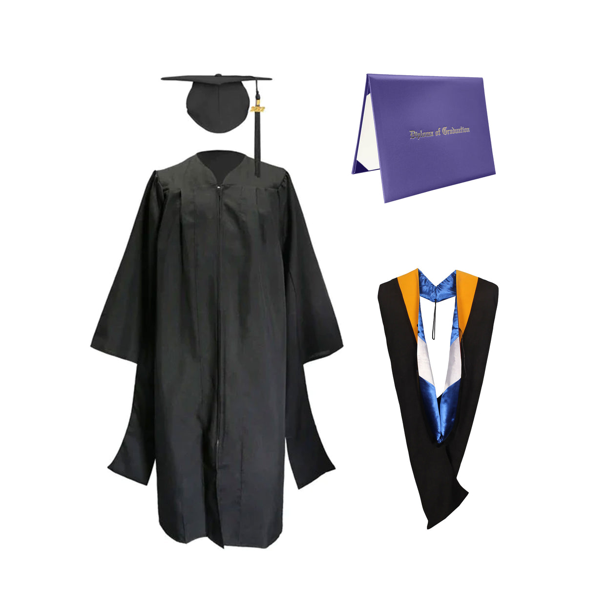 Classic Master Graduation Gown, Colorful Hood & Diploma | University ...